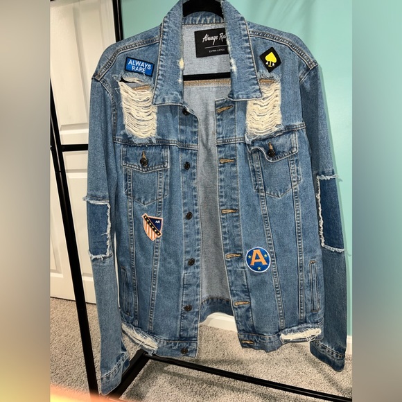 Always Rare | Jackets & Coats | Always Rare Distressed Denim Jacket W ...